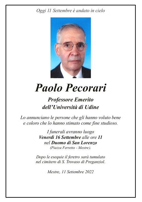 Addio al professor Paolo Pecorari, grande studioso di Giuseppe Toniolo ...